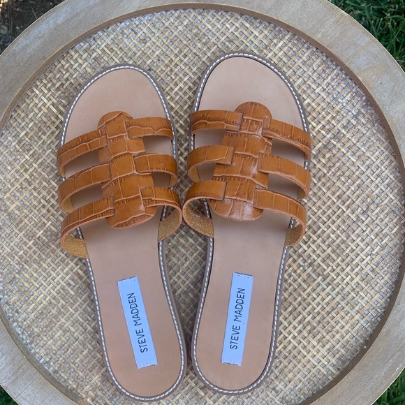Steve Madden | Shoes | Steve Madden Cognac Croc Sandals | Poshmark